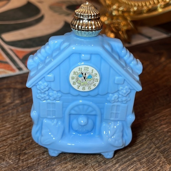 Vintage | Accents | Vintage Blue Milk Glass Birdhouse Cuckoo Clock ...